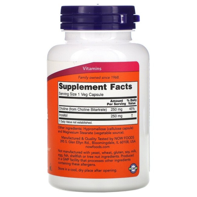 Choline & Inositol 500 mg 100 Veg Capsules Now foods
